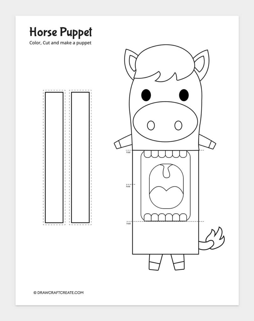 Free Printable Horse Puppet Craft - Draw Craft Create