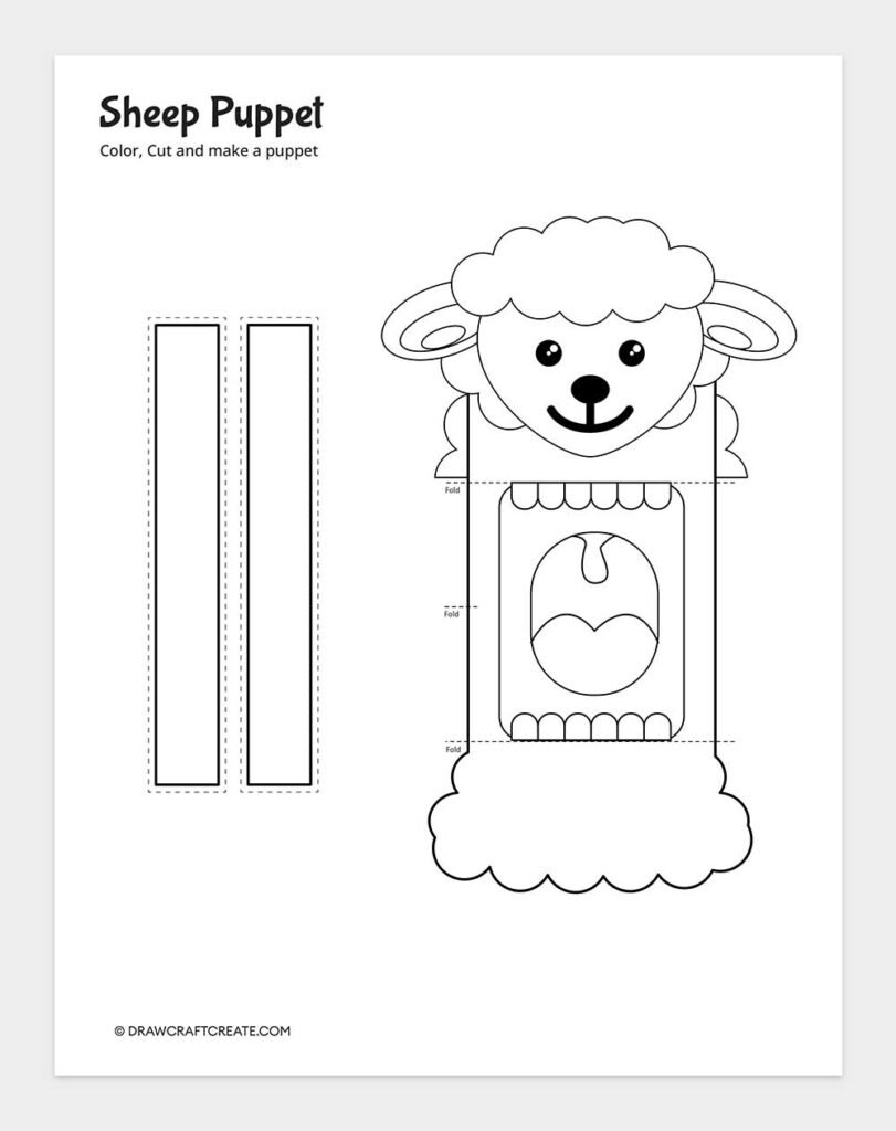 Free Printable Sheep Puppet Craft - Draw Craft Create