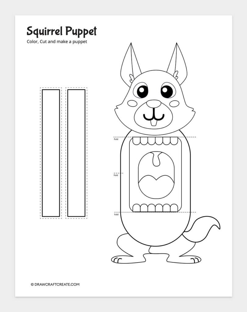 Free Printable Squirrel Puppet Craft - Draw Craft Create