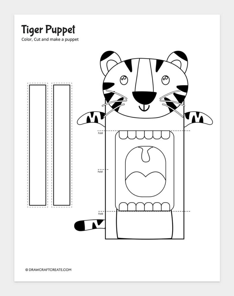 Free Printable Tiger Puppet Craft - Draw Craft Create