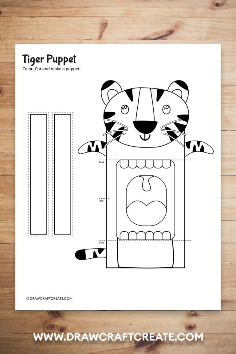 Free Printable Tiger Puppet Craft - Draw Craft Create