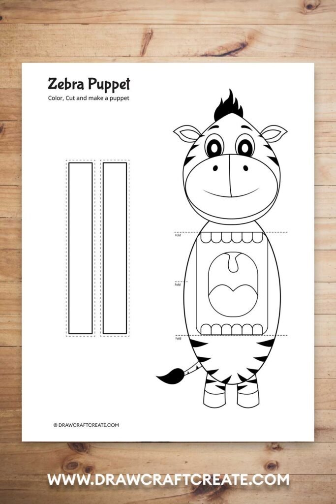 Free Printable Zebra Puppet Craft - Draw Craft Create