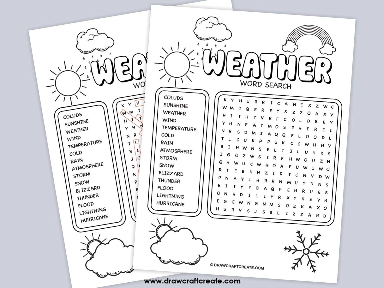 Free Weather Word Search Printables - Draw Craft Create
