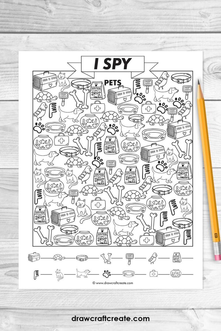 Free Printable I Spy Pets Activities - Draw Craft Create